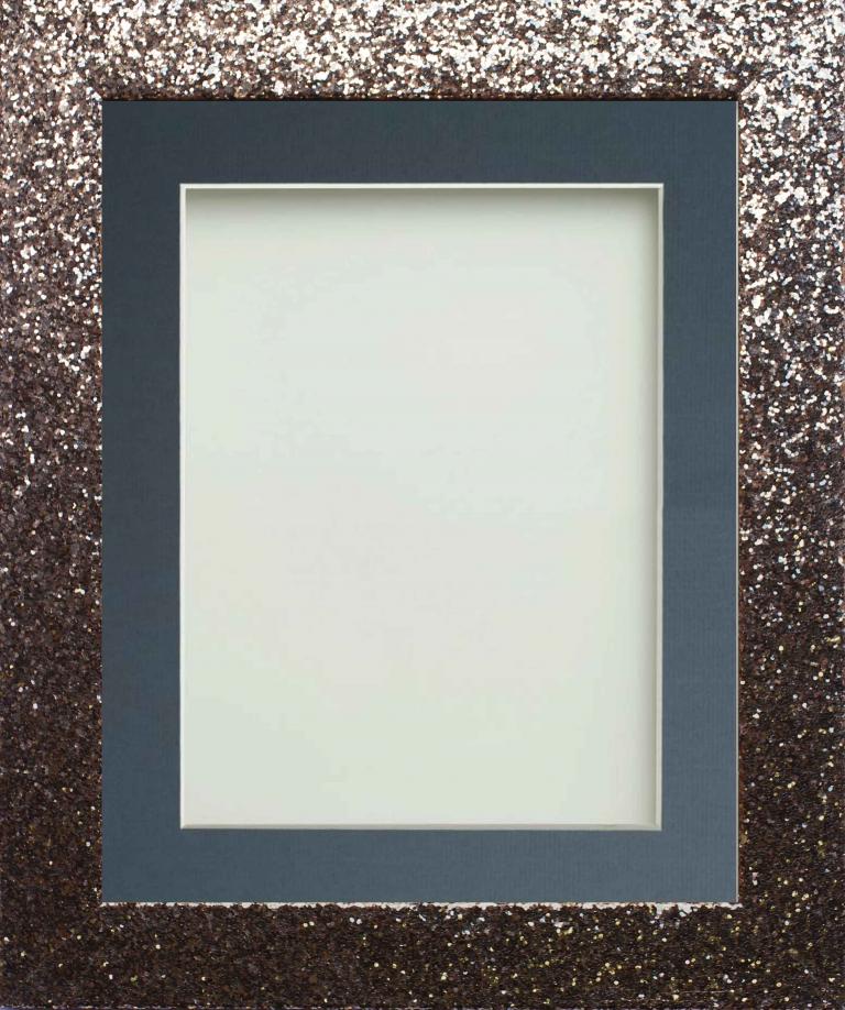 Glitter Gold A4 (11.75x8.25) frame with Blue mount cut for image size ...