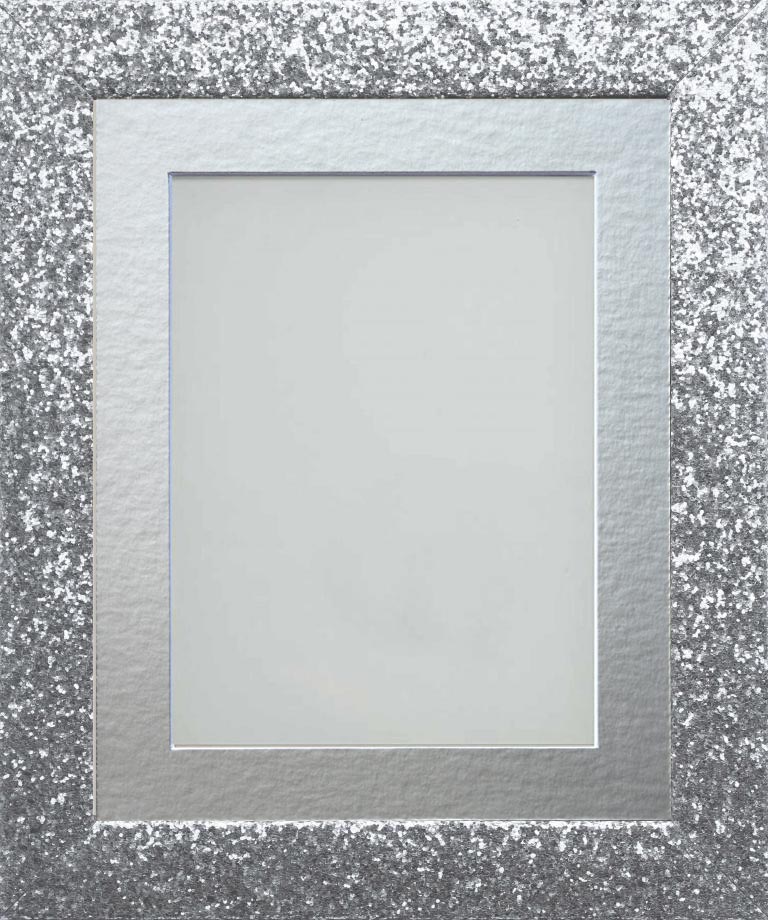 Glitter Silver 12x12 frame with Silver mount cut for image size 8x8