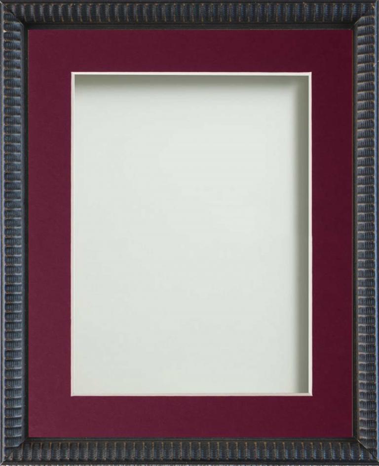Grantham Black 18x12 frame with Plum mount cut for image size
