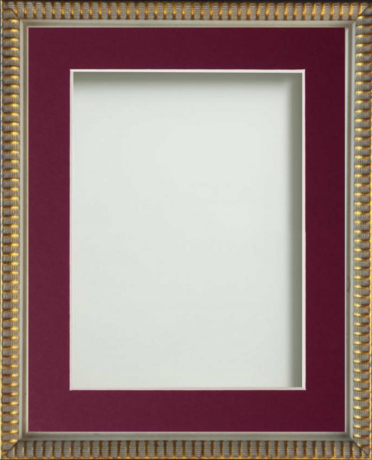 Grantham Brass 18x12 frame with Plum mount cut for image size