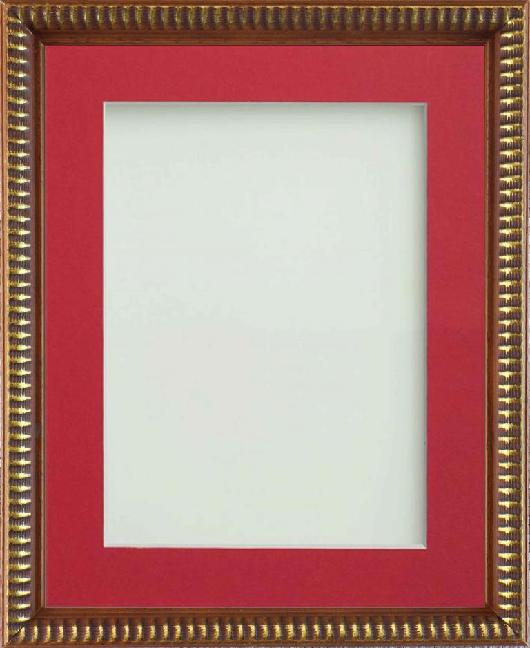 Grantham Burnt Gold A4 (11.75x8.25) frame with Red mount cut for image ...