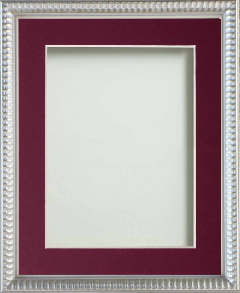 Grantham Silver A4 (11.75x8.25) frame with Plum mount cut for image ...