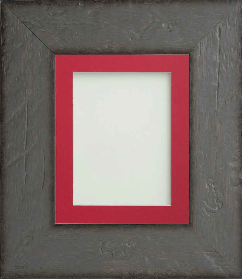 Hoxton Grey 14x11 frame with Red mount cut for image size A4 (11.75x8.25)