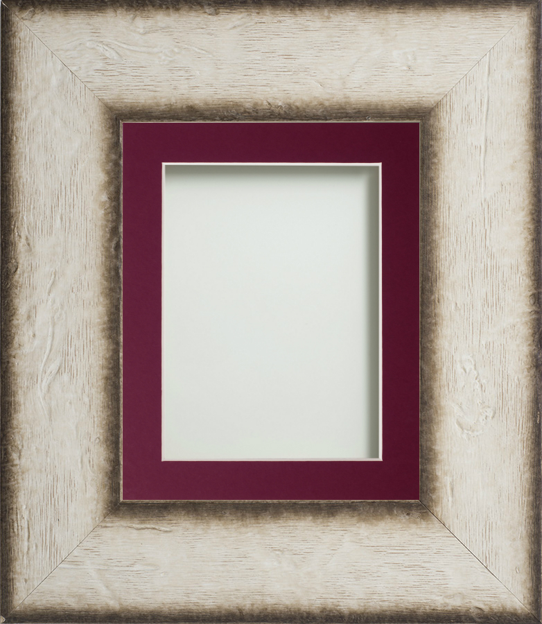 Hoxton Ivory 16x12 frame with Plum mount cut for image size 12x8