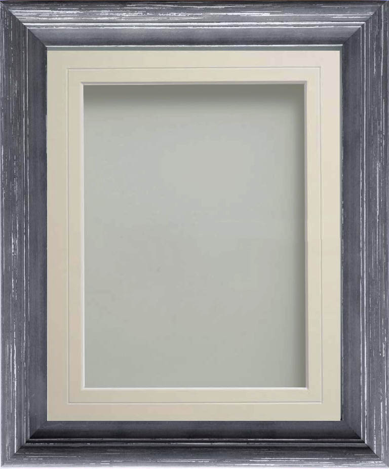 Huntley Charcoal 36x24 frame with Ivory V-Groove mount cut for image ...
