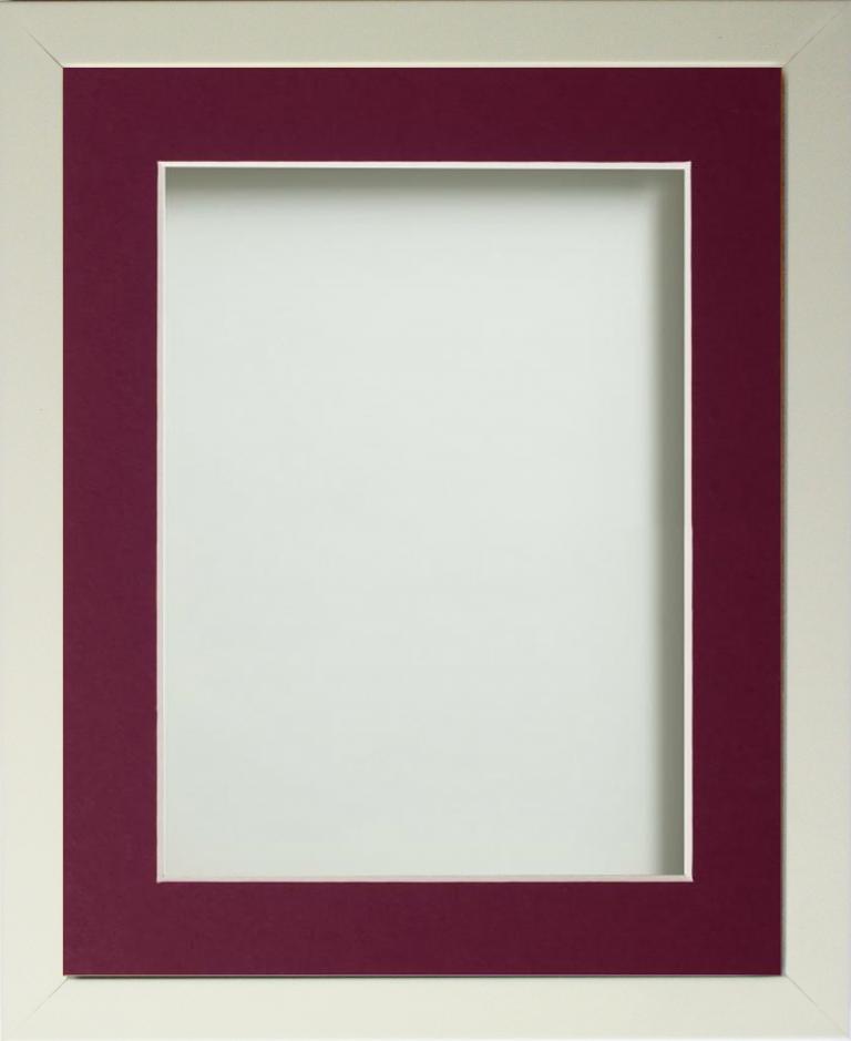 Jellybean Ivory 16x12 frame with Plum mount cut for image size 12x10