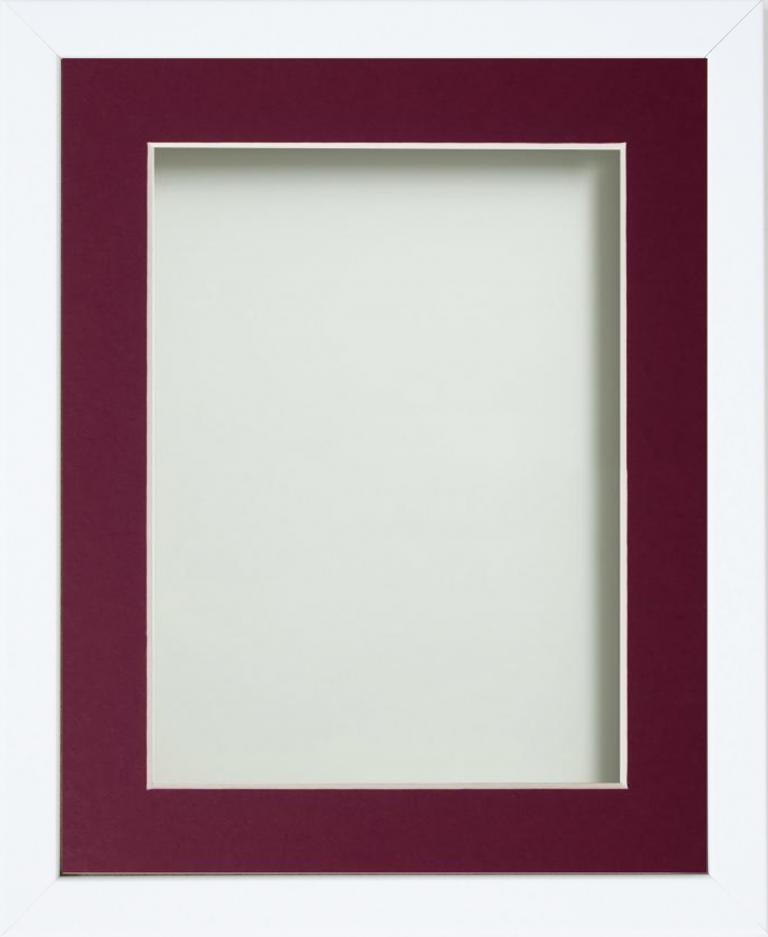 Jellybean White 20x10 frame with Plum mount cut for image size