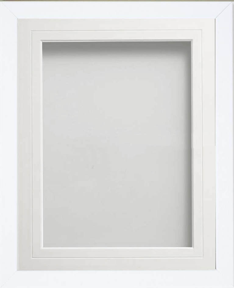 Jellybean White 7x5 frame with White V-Groove mount cut for image size 6x4