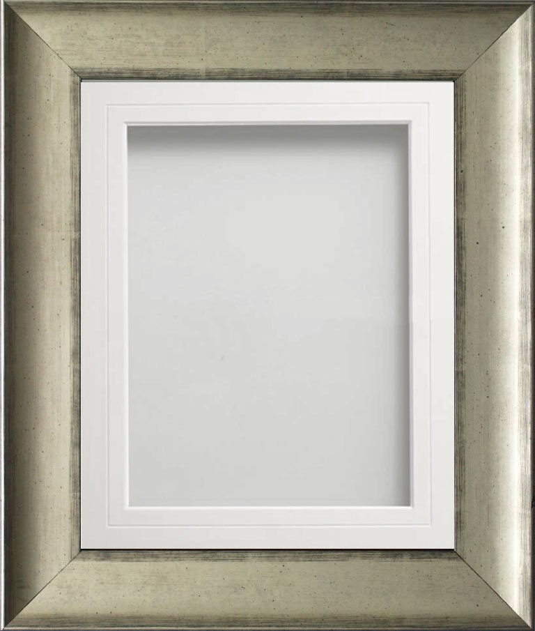 Kendrick Antique Silver 10x8 frame with White V-Groove mount cut for ...