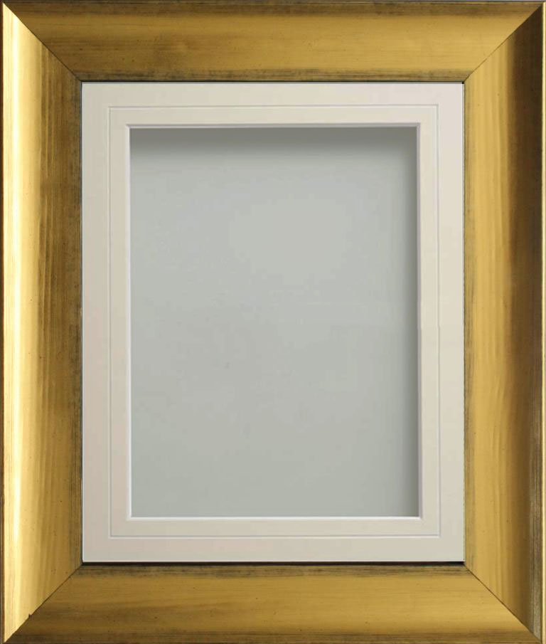 Kendrick Gold 24x16 frame with Ivory V-Groove mount cut for image size