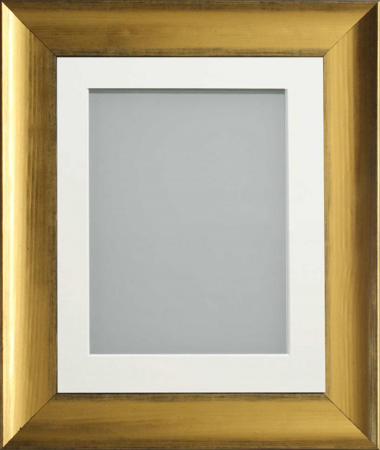 Kendrick Gold 15.7x15.7 frame with Off-White mount cut for image size 12x12