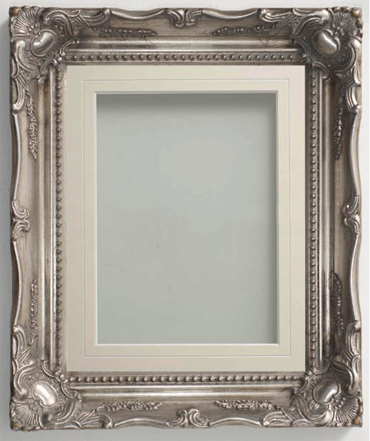 Langley Silver 12x10 frame with Ivory V-Groove mount cut for image size 8x6