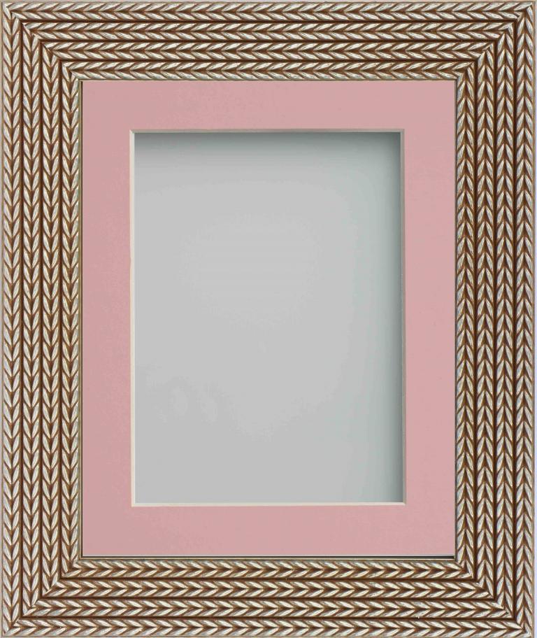 Ledbury Champagne 18x12 frame with Pink mount cut for image size