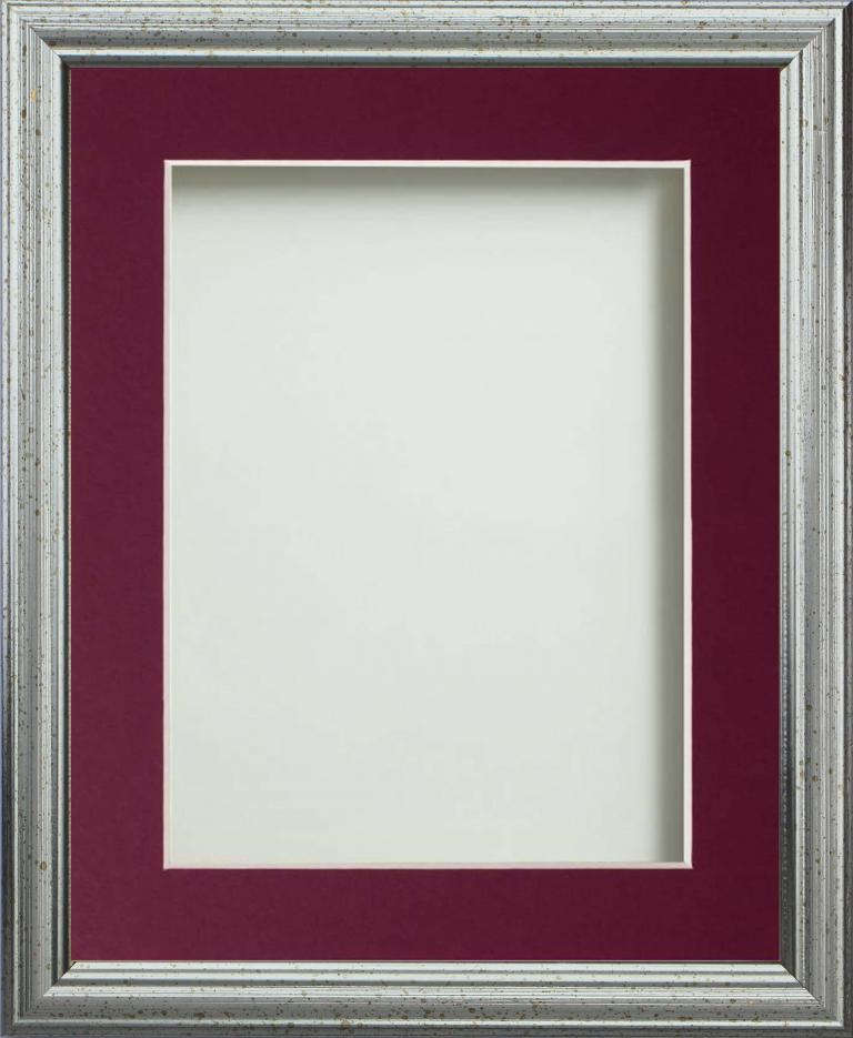 Ludlow Champagne Silver 14x11 frame with Plum mount cut for image size ...