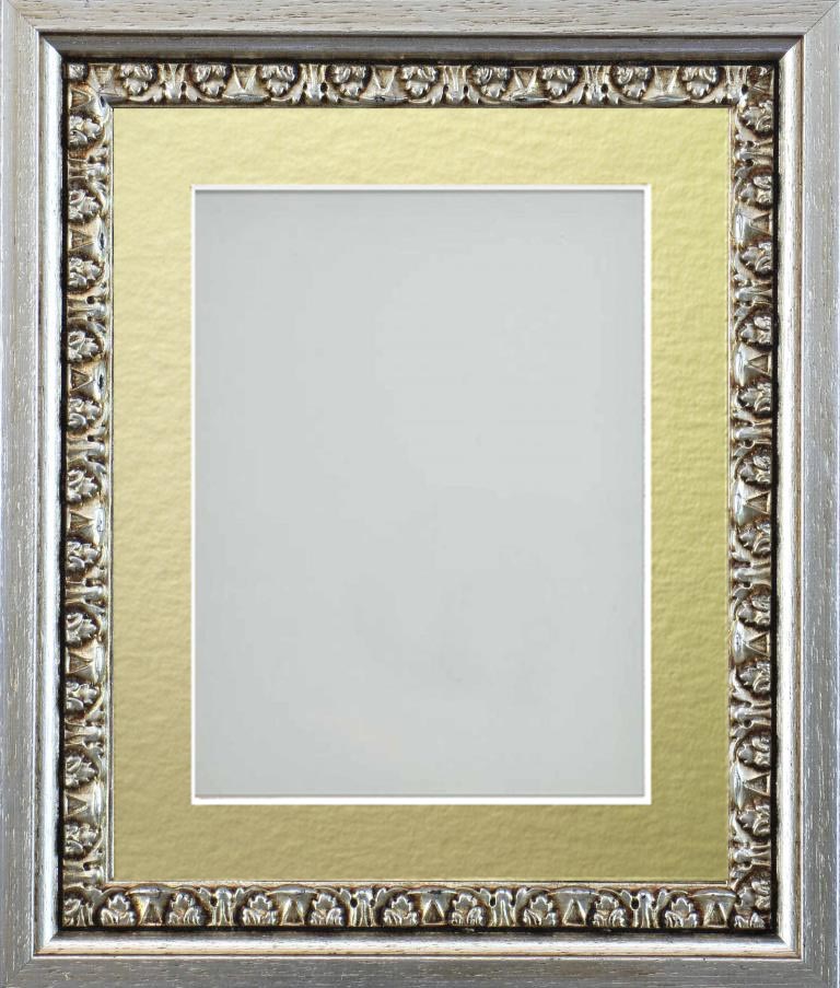 Mancini Silver 10x10 frame with Gold mount cut for image size 5x5