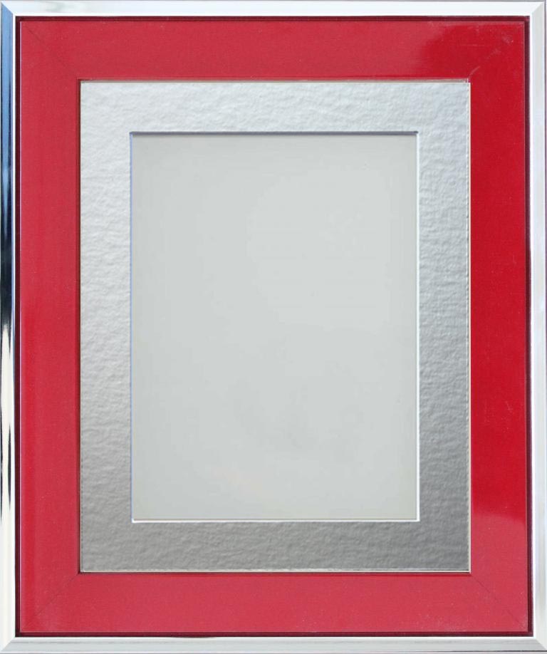 Morgan Red 20x20 frame with Silver mount cut for image size 16x16