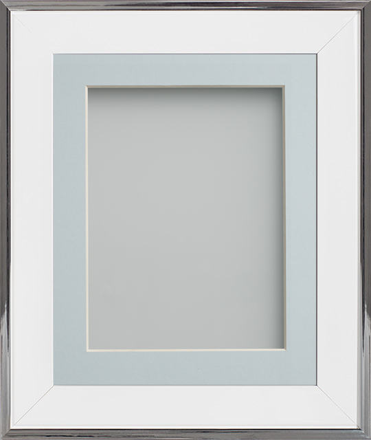 Morgan White 23.6x23.6 frame with Light Blue mount cut for image size ...