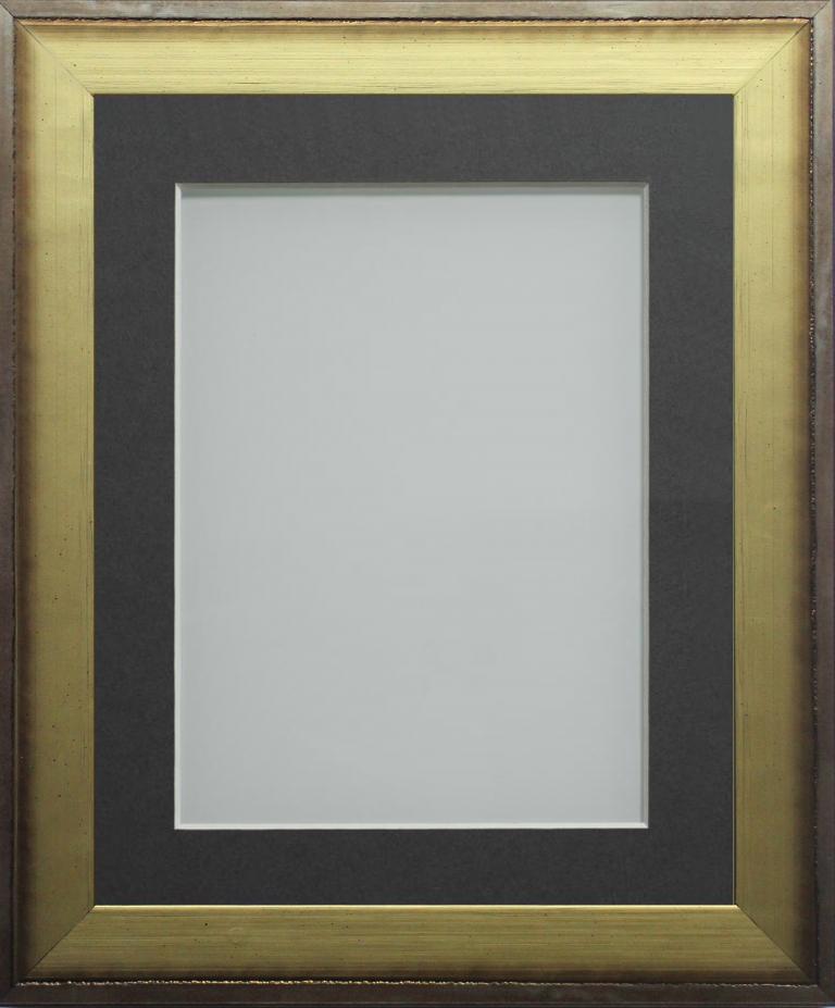 Newbury Gold A4 (11.75x8.25) frame with Grey mount cut for image size 9x6