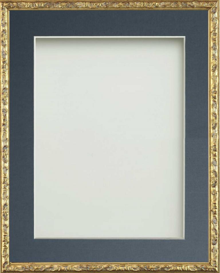 Olivia Gold 20x10 frame with Blue mount cut for image size 18x8
