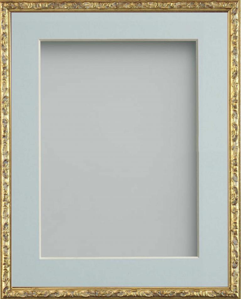 Olivia Gold 20x16 frame with Light Blue mount cut for image size A3 (16 ...