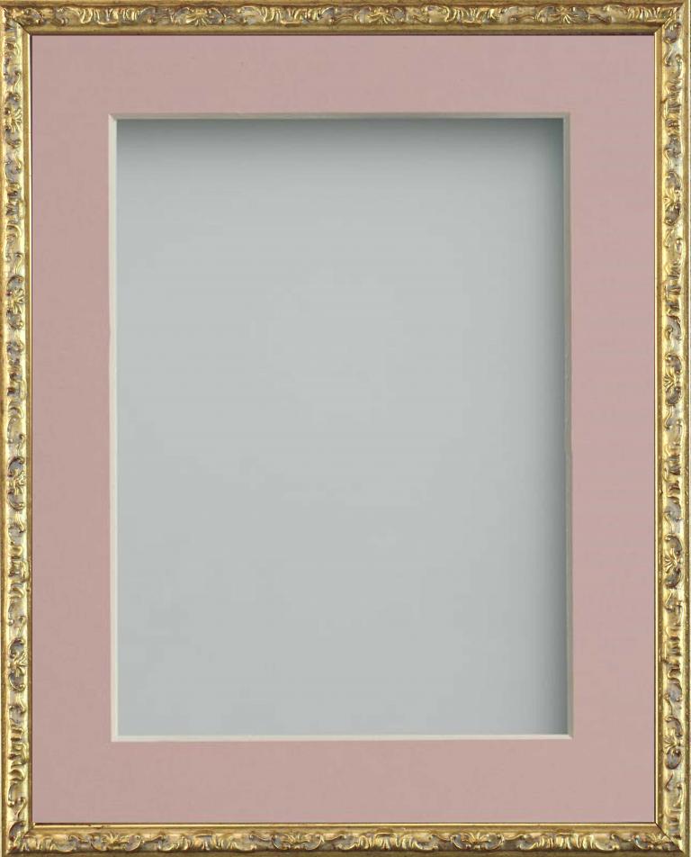 Olivia Gold 20x10 frame with Pink mount cut for image size 18x8