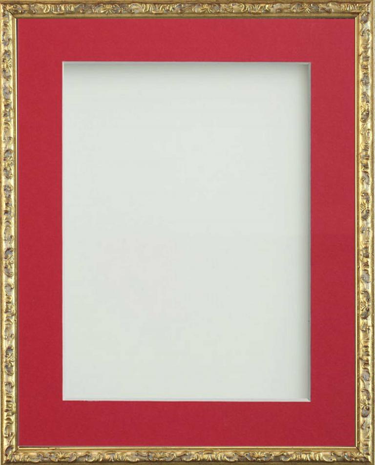Olivia Gold 18x12 frame with Red mount cut for image size 16x10