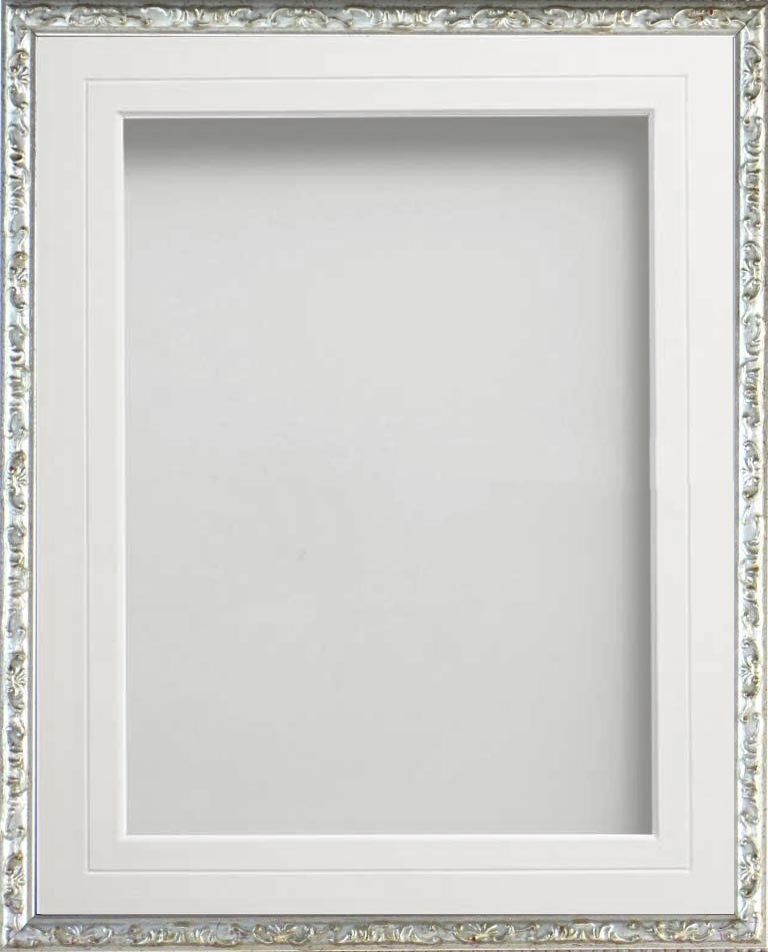 Olivia Silver 10x8 frame with White V-Groove mount cut for image size 6x4