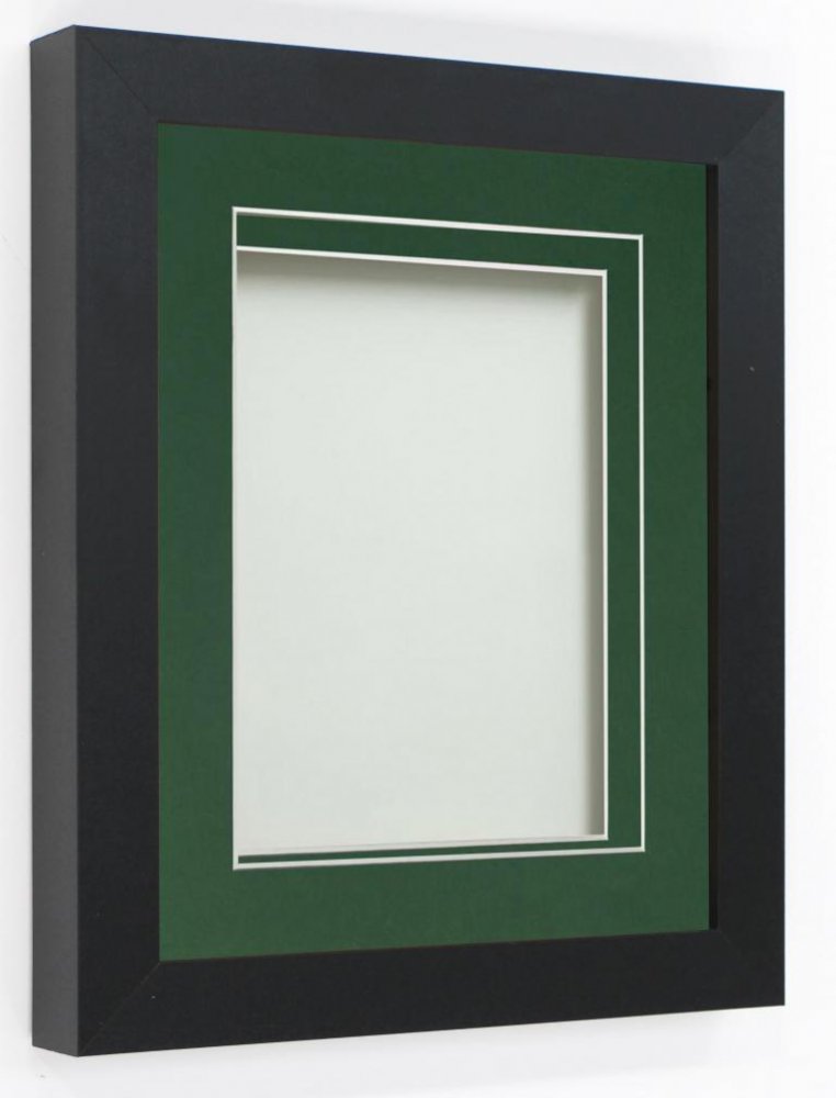 Rickman Box Frame Black 16x12 frame with Bottle Green mount cut for ...