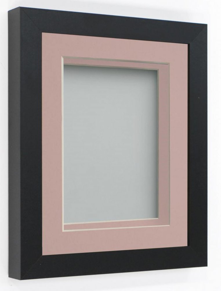 Rickman Box Frame Black 20x10 frame with Pink mount cut for image size 18x8