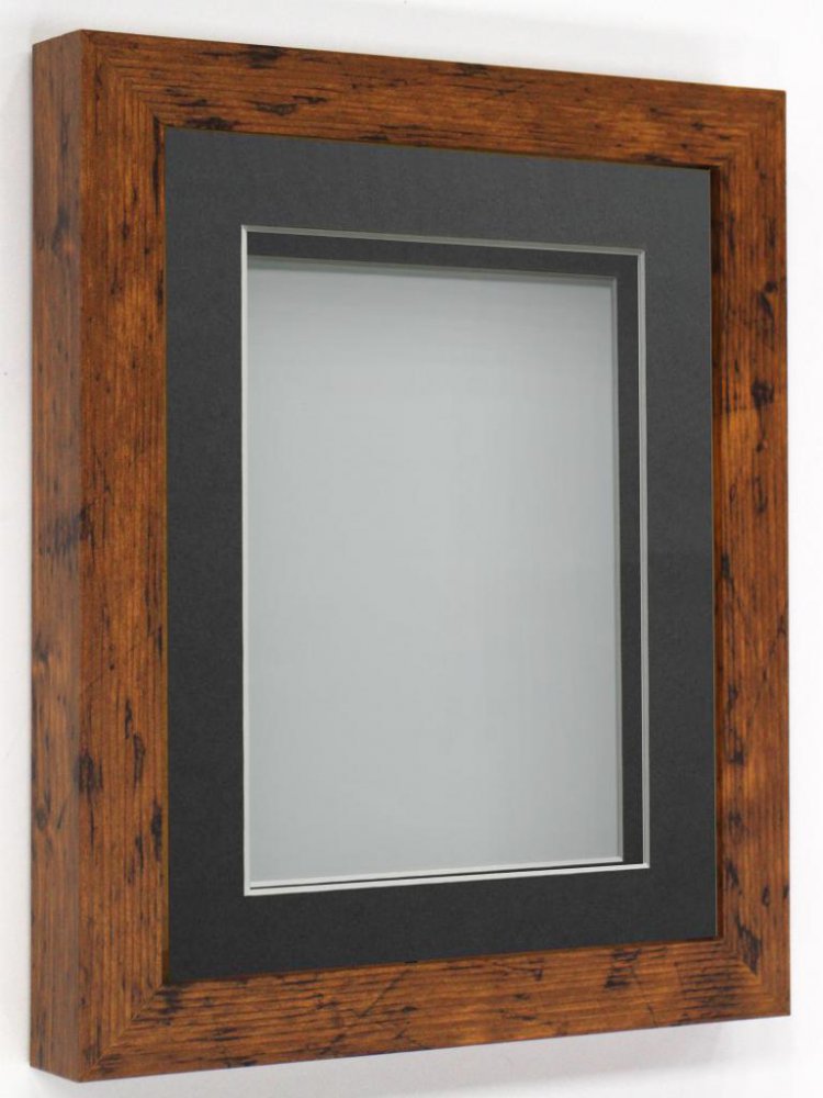 Rickman Box Frame Rustic 14x11 frame with Grey mount cut for image size ...