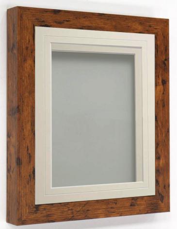 Rickman Box Frame Rustic 30x20 frame with Ivory V-Groove mount cut for ...