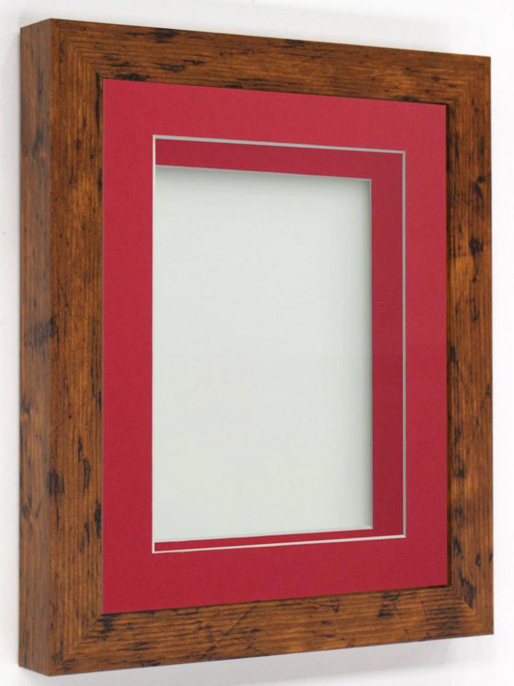 Rickman Box Frame Rustic 14x11 frame with Red mount cut for image size ...