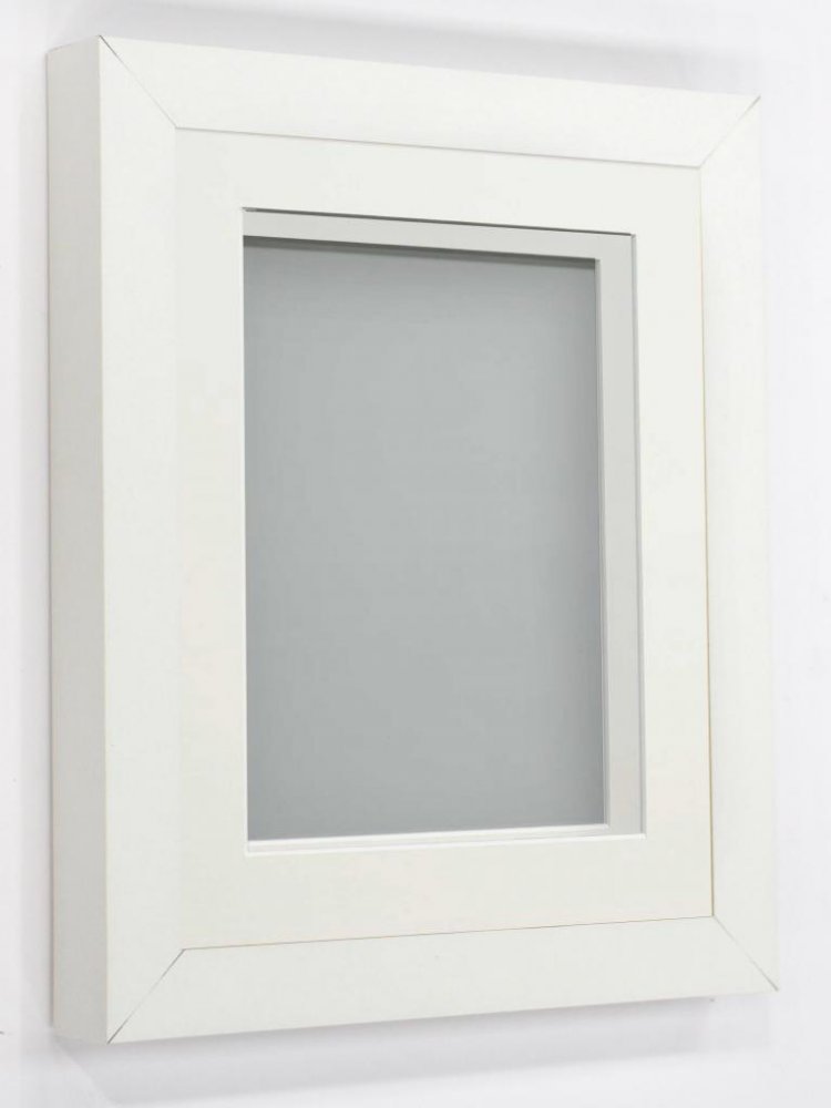 Rickman Box Frame White 16x12 frame with Ivory mount cut for image size ...