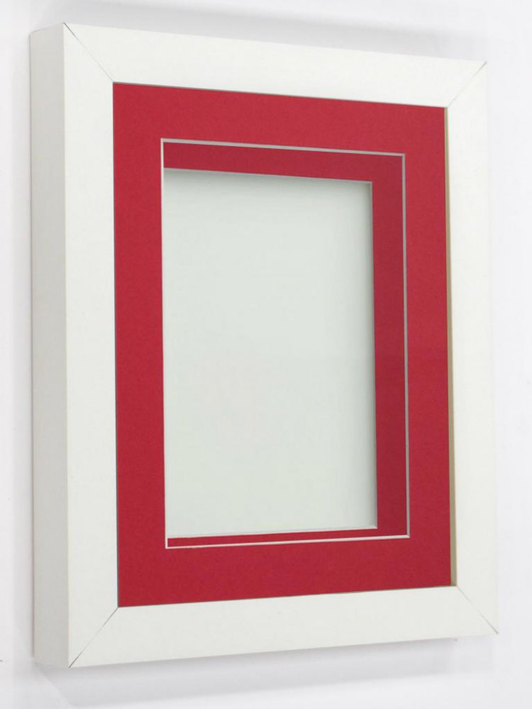 Rickman Box Frame White 7x5 frame with Red mount cut for image size 5x3