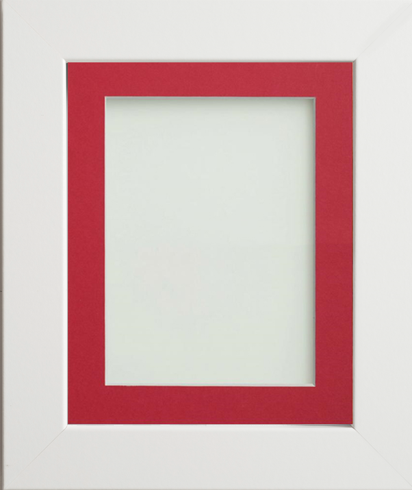 Seymour White 24x16 frame with Red mount cut for image size