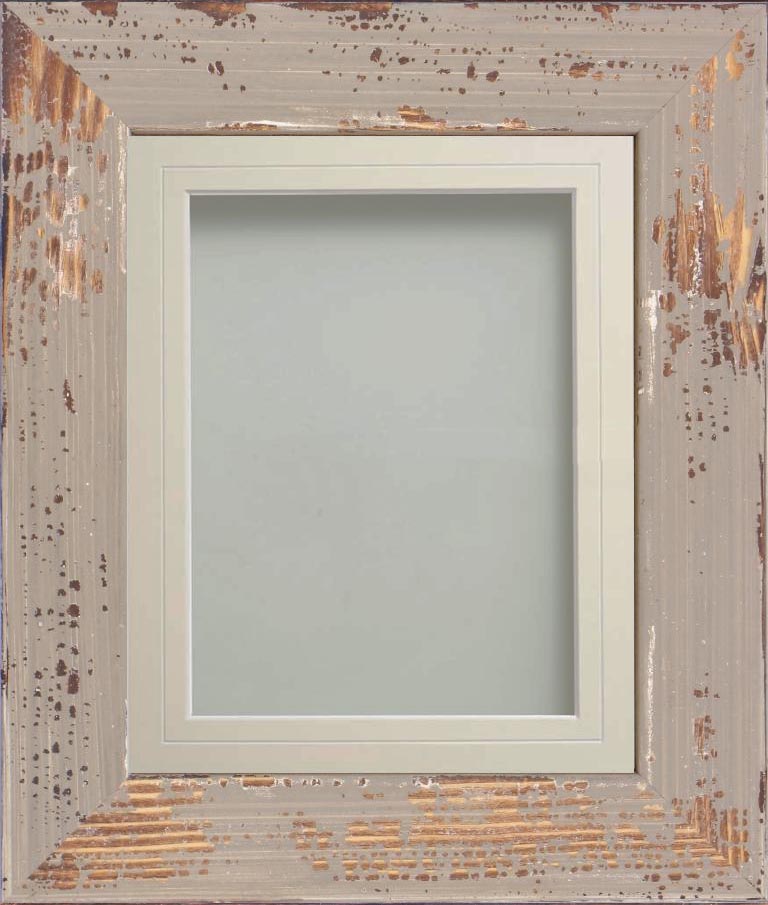 Shoreditch Distressed Clay 10x8 frame with Ivory V-Groove mount cut for ...
