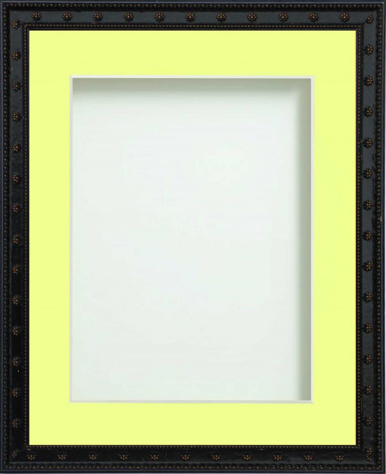 Sienna Black 6x4 frame with Lemon Bon Bon mount cut for image size 4x3