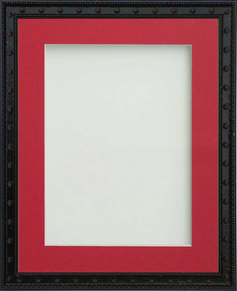 Sienna Black 7x5 frame with Red mount cut for image size 5x3