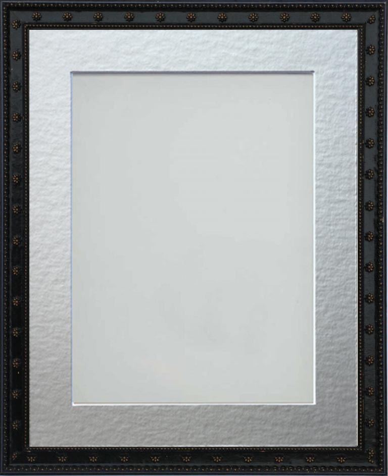 Sienna Black 7x5 frame with Silver mount cut for image size 5x3