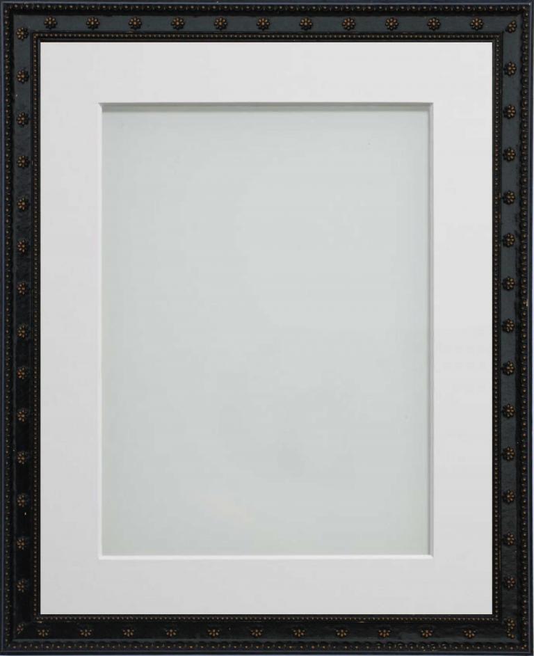 Sienna Black 6x4 frame with White mount cut for image size 4x3