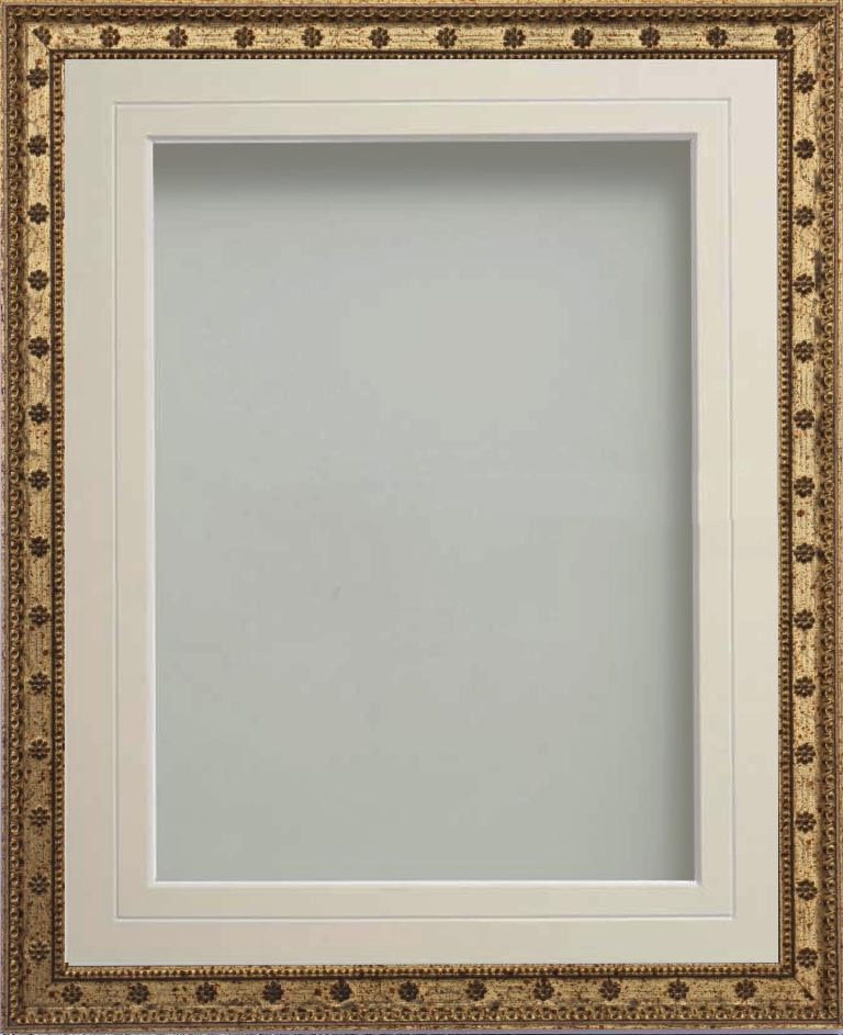 Sienna Gold 18x14 frame with Ivory V-Groove mount cut for image size 14x10