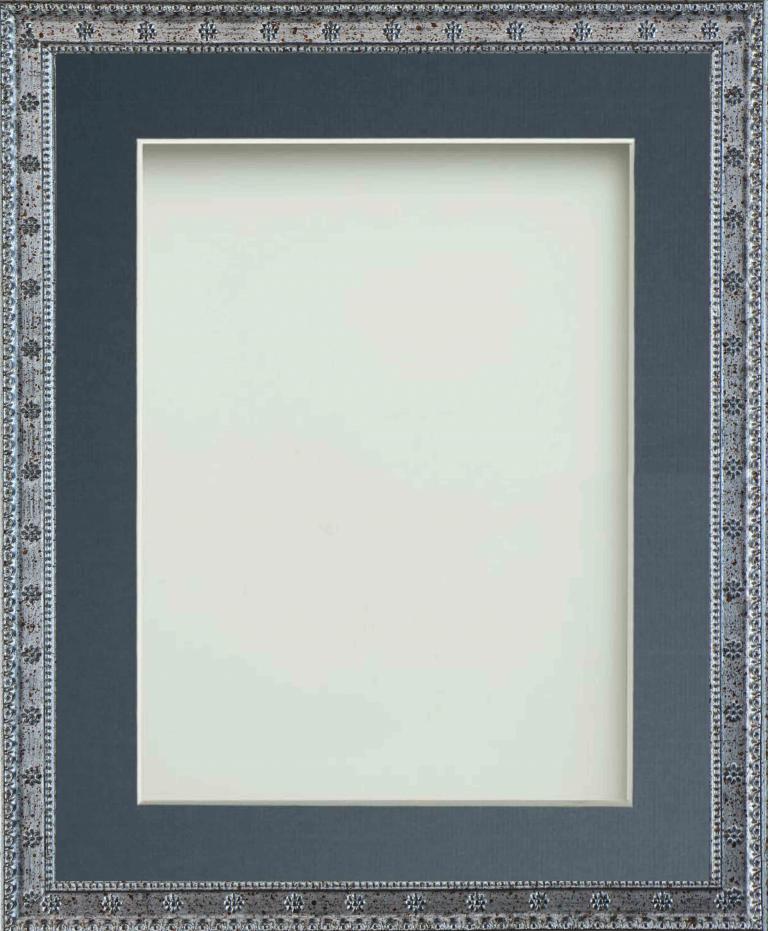 Sienna Silver 16x12 frame with Blue mount cut for image size 12x8