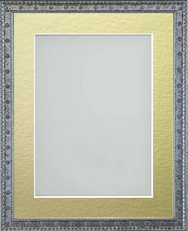 Sienna Silver 9x7 frame with Gold mount cut for image size 6x4