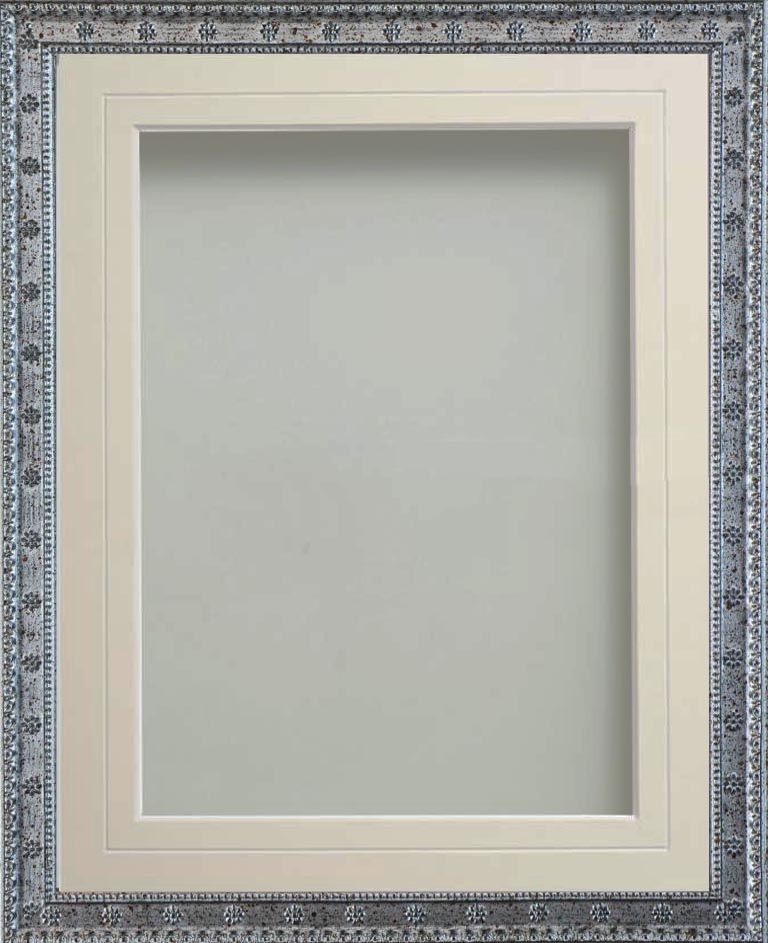 Sienna Silver 16x12 frame with Ivory V-Groove mount cut for image size ...