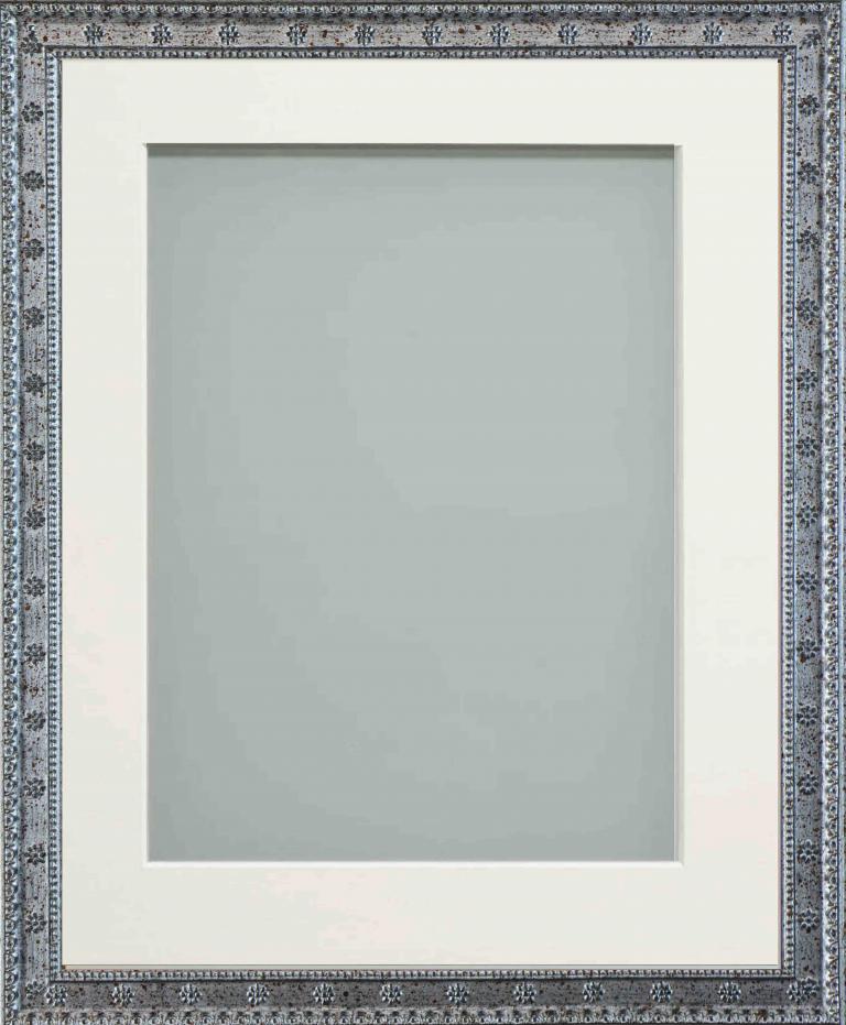 Sienna Silver 14x11 frame with Off-White mount cut for image size 12x8