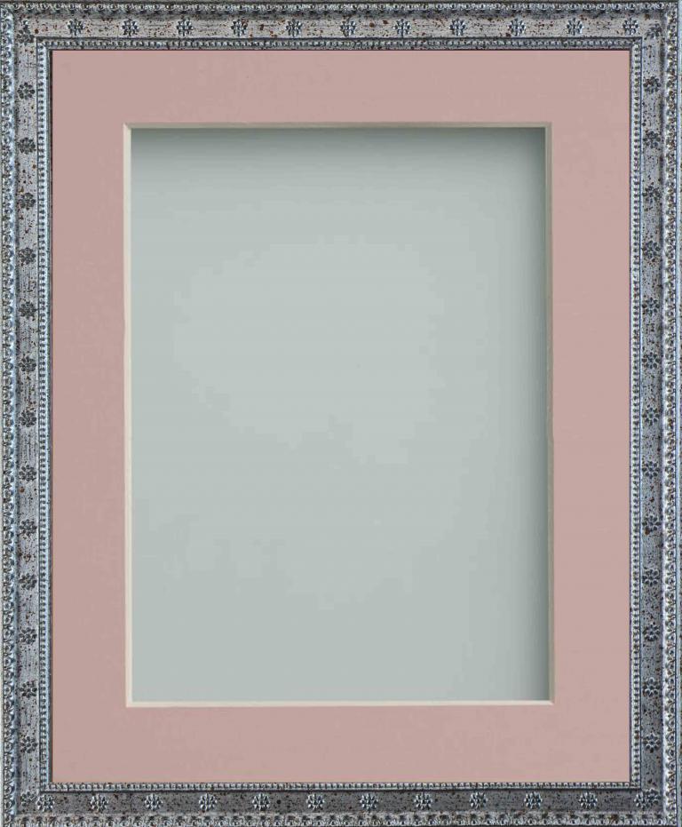 Sienna Silver 14x11 frame with Pink mount cut for image size A4 (11 ...