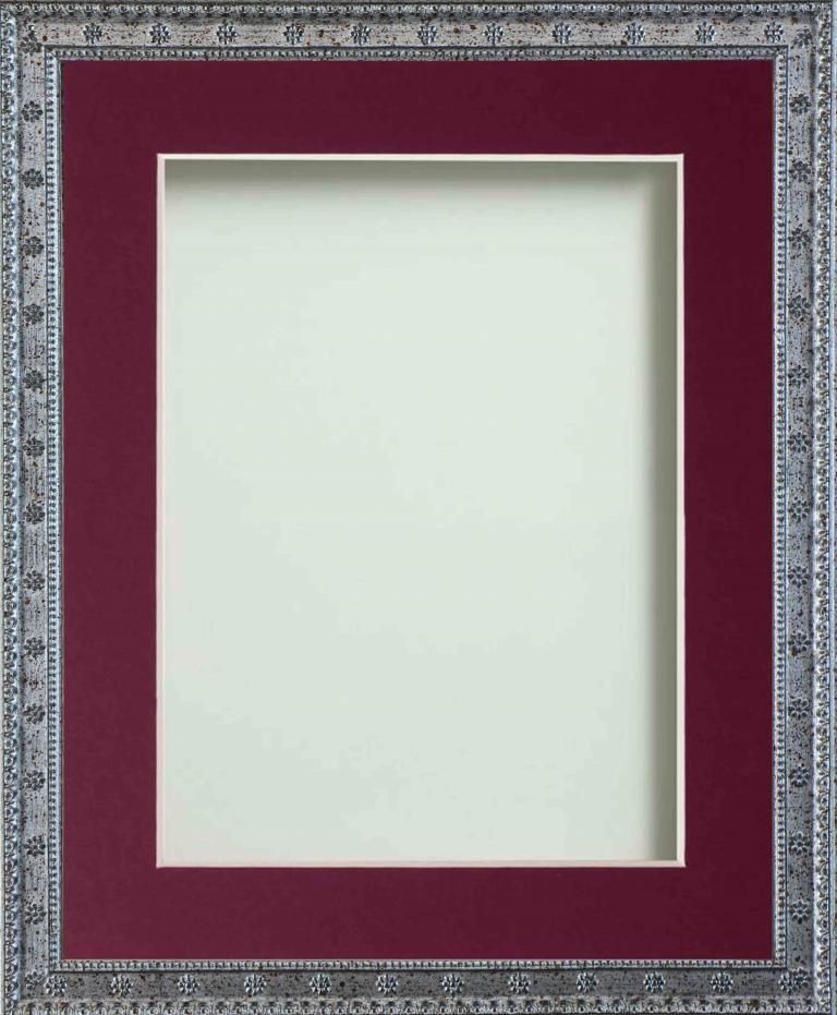 Sienna Silver A4 (11.75x8.25) frame with Plum mount cut for image size 9x6