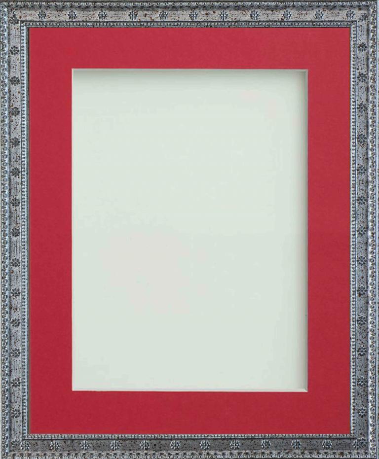 Sienna Silver 12x10 frame with Red mount cut for image size 8x6