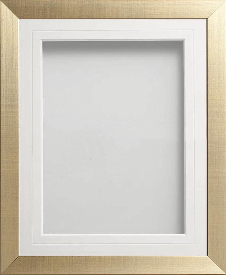 Simpson Gold 16x12 frame with White V-Groove mount cut for image size 12x10