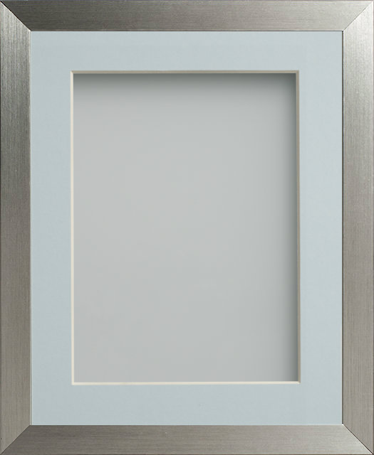 Simpson Silver 16x12 frame with Light Blue mount cut for image size 12x8